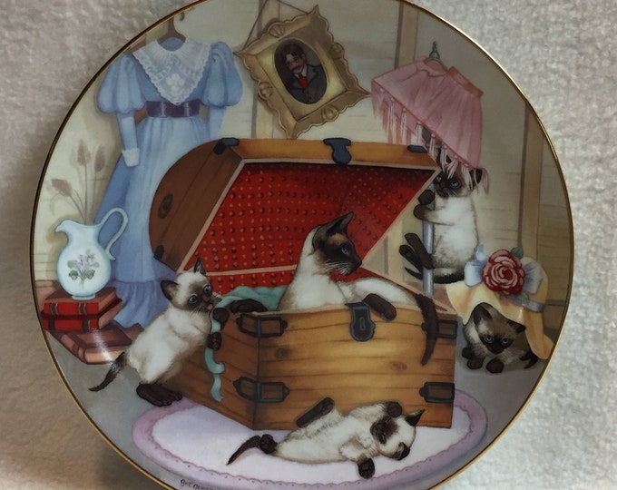 Hamilton Collection Country Kitties Collector Plate Siamese Cats 'attic ...