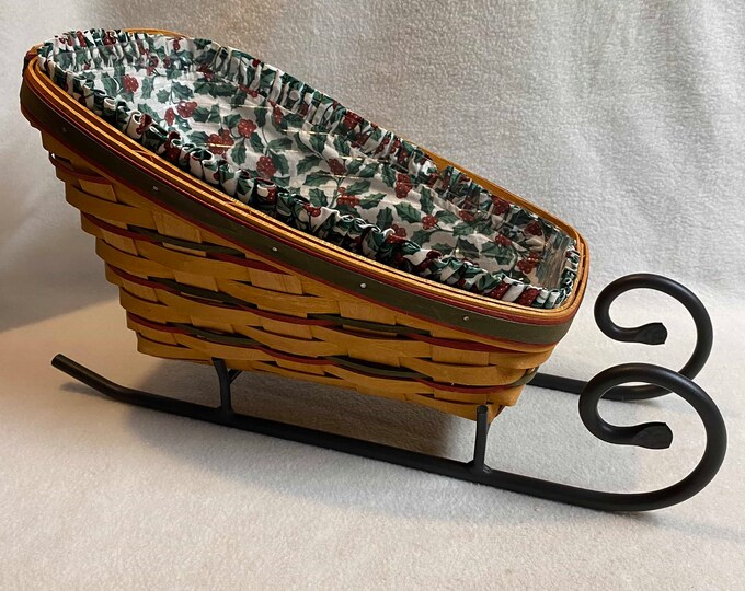 Longaberger 1997 Holiday Sleigh Basket With Wrought Iron Runner (#B458 ...