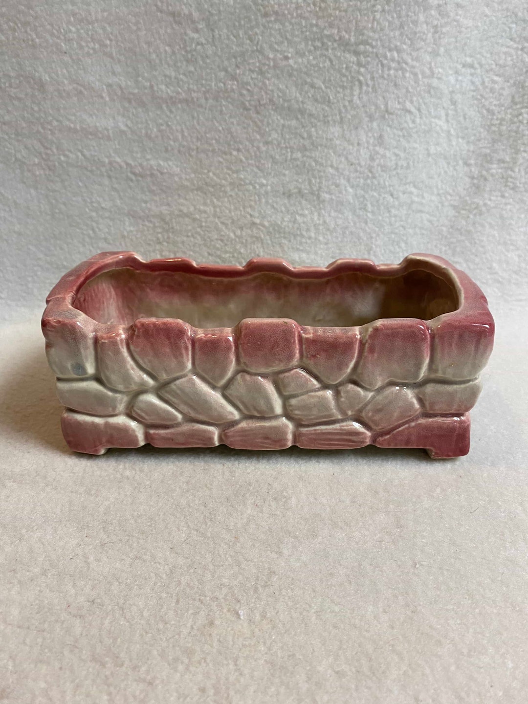 Vintage Pottery Cobble Stone-like Rose Color Garden Planter (#PLA334 ...