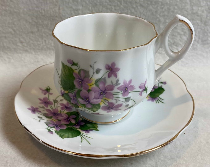 Royal Dover Flower of the Month Teacup and Saucer - February Violet (# ...