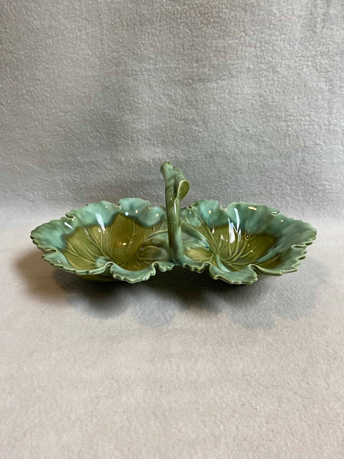 Vintage Holland Mold Ceramic Handled Double Green Leaf Dish - Etsy