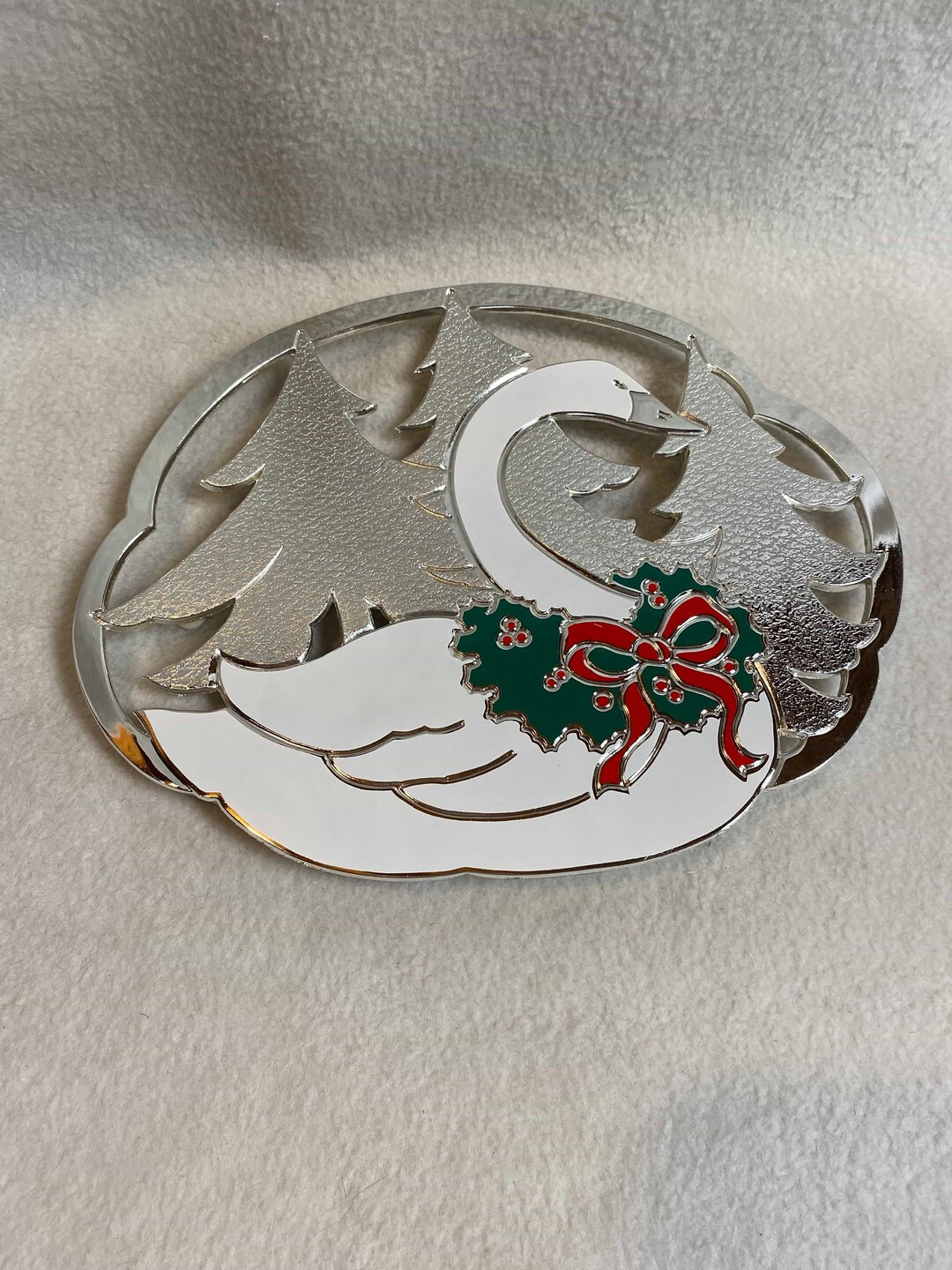 Vintage William A Rogers (oneida) Silverplate Holiday Swan Trivet - in ...