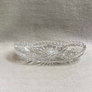 Vintage Crystal Cut Glass Relish Dish With Sawtooth Edge and Starburst ...