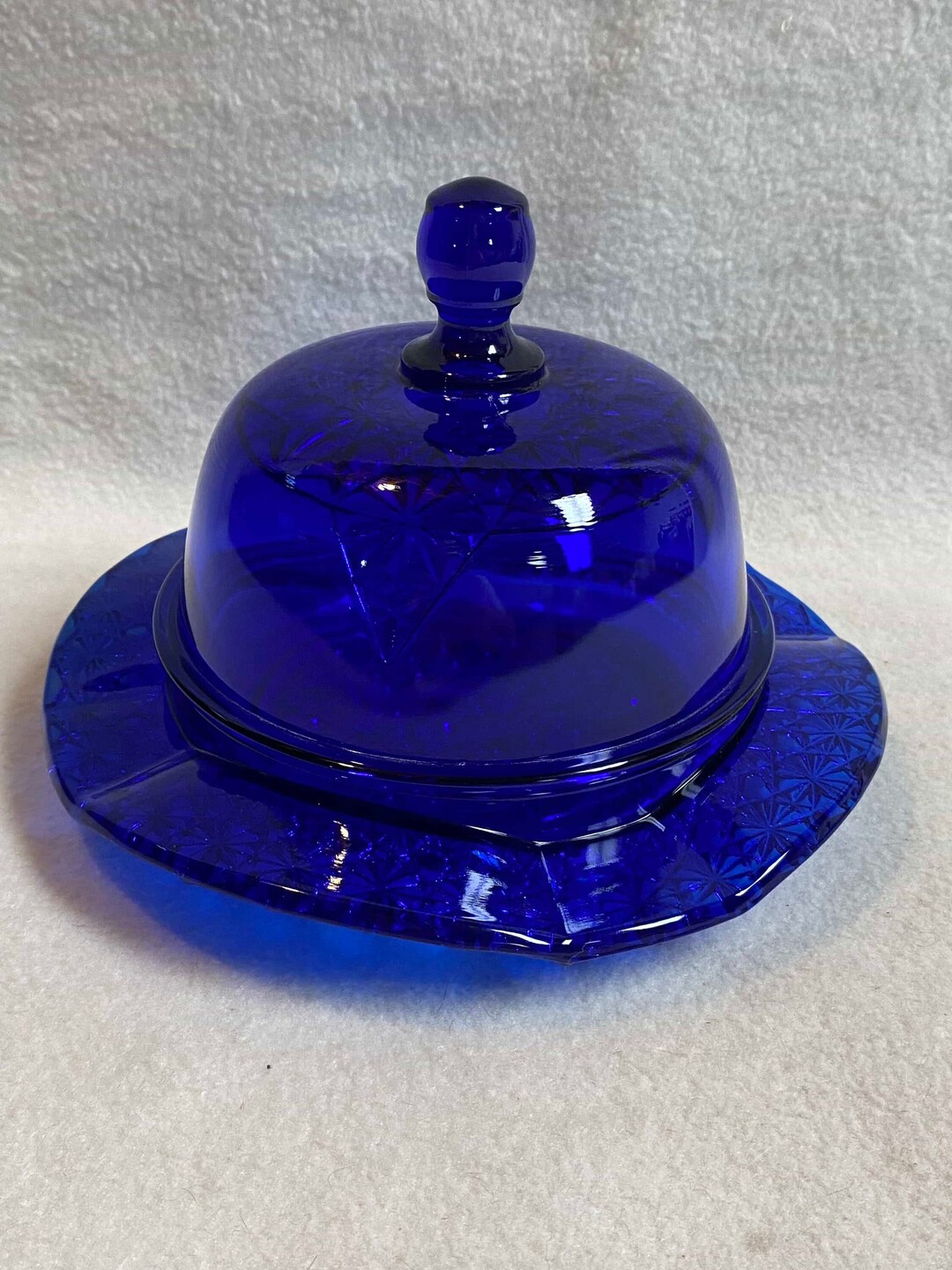 Vintage Cobalt Blue Round Daisy and Button Butter Dish (#DCG903) - Etsy