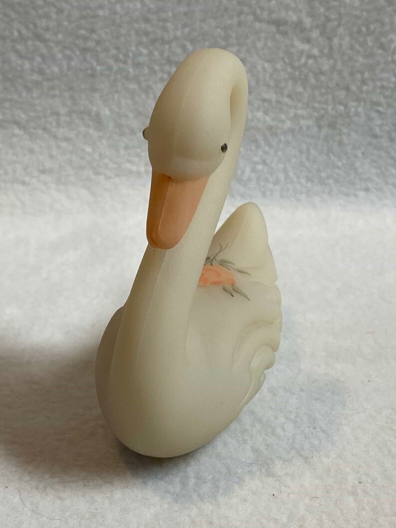 Fenton Hand-painted Satin Custard Swan Figurine FIG640 | Etsy