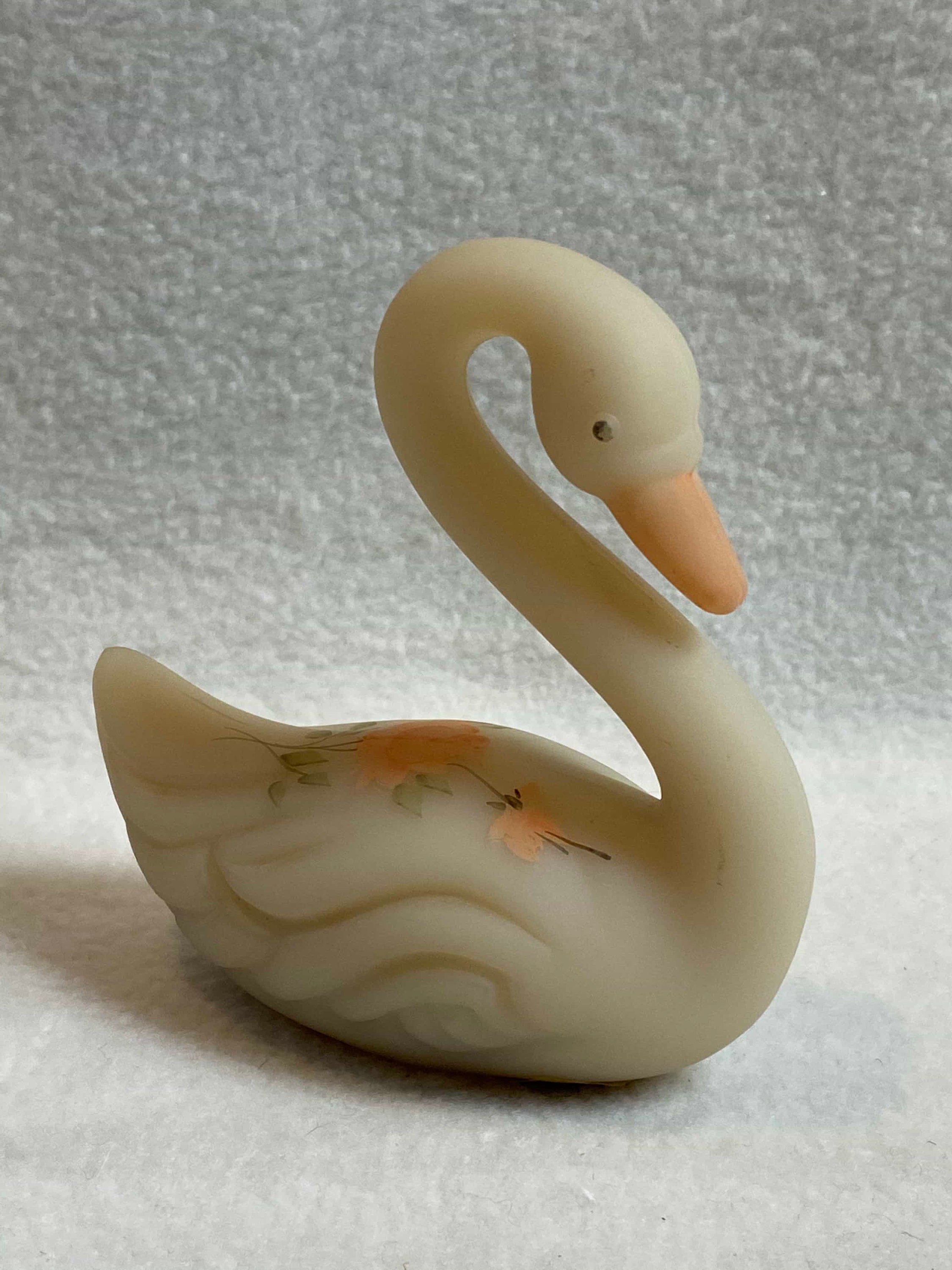 Fenton Hand-painted Satin Custard Swan Figurine FIG640 | Etsy