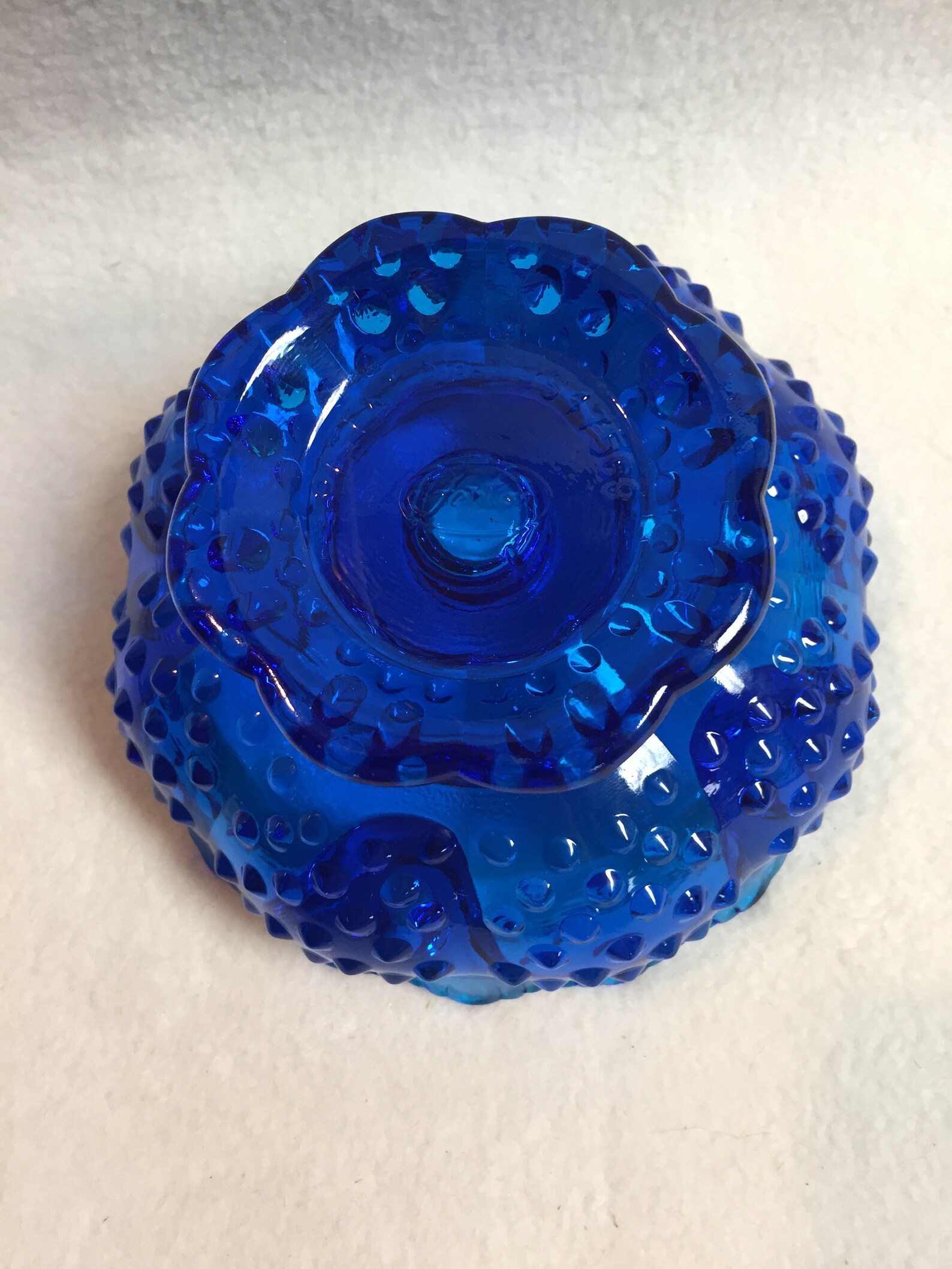 Fenton Blue Hobnail Centerpiece Pillar Candle Dish DCG252 | Etsy