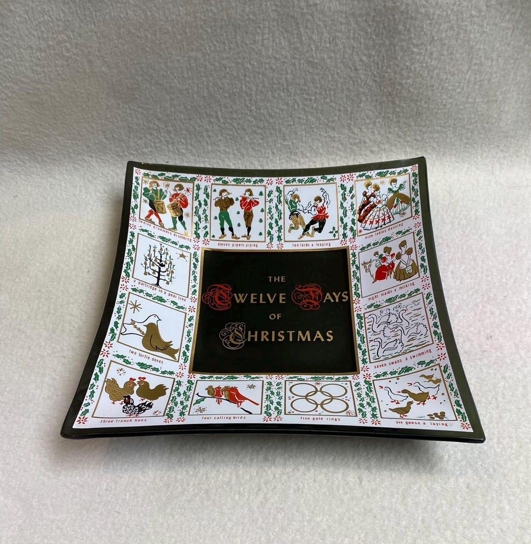 Vintage Houze Art Glass Twelve Days of Christmas Dish (#DCG1176) - Etsy