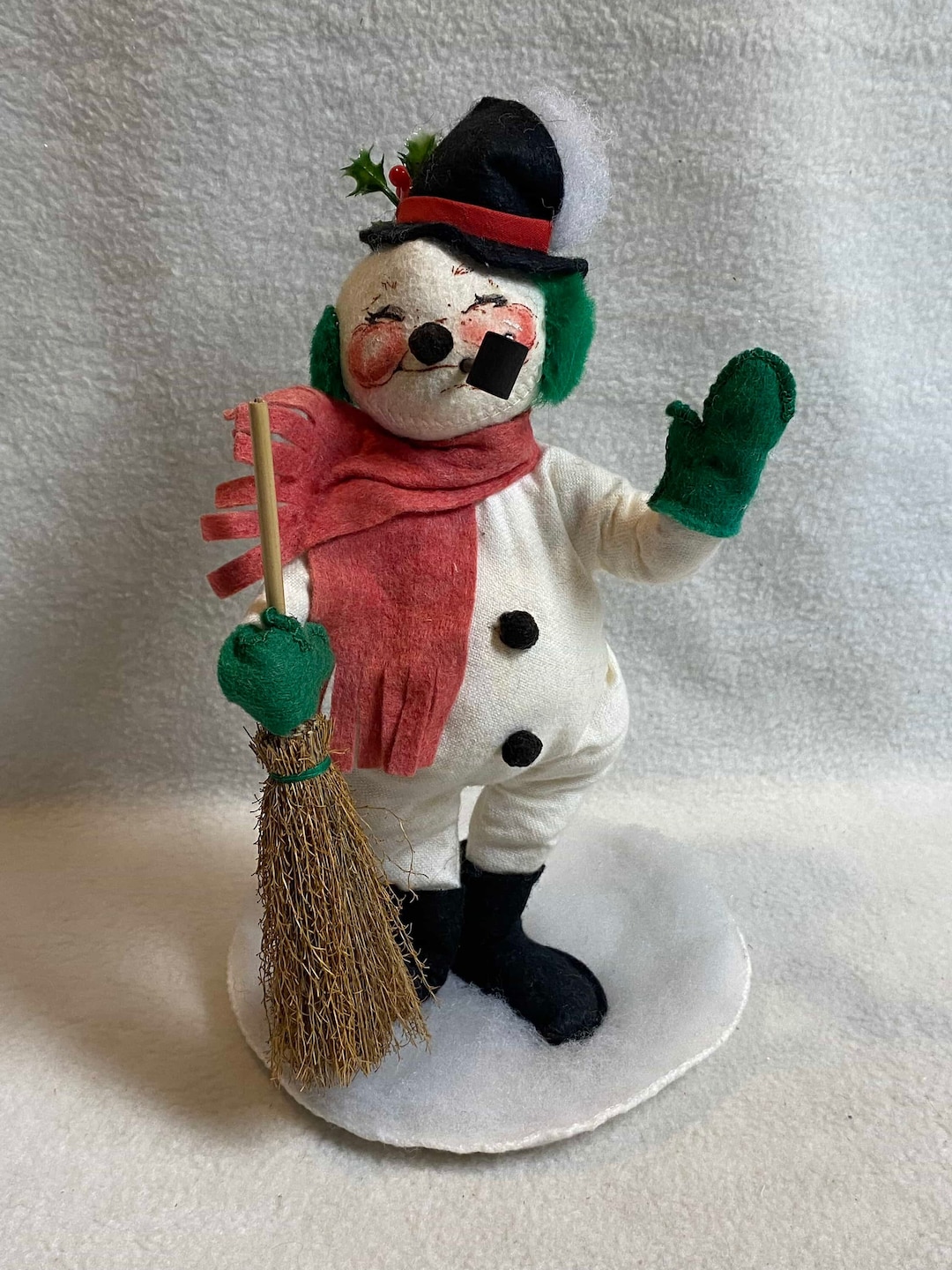 Annalee Dolls - Snowman With Pipe and Broom - 1990 (#AL225) - Etsy