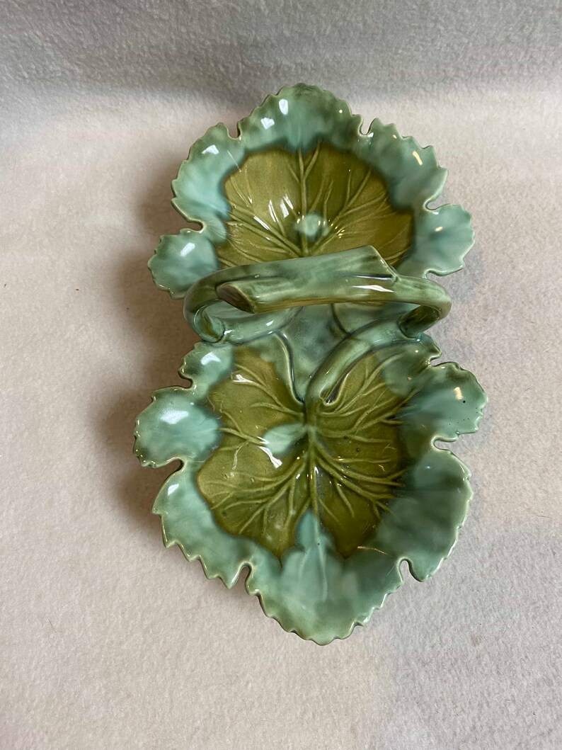 Vintage Holland Mold Ceramic Handled Double Green Leaf Dish - Etsy
