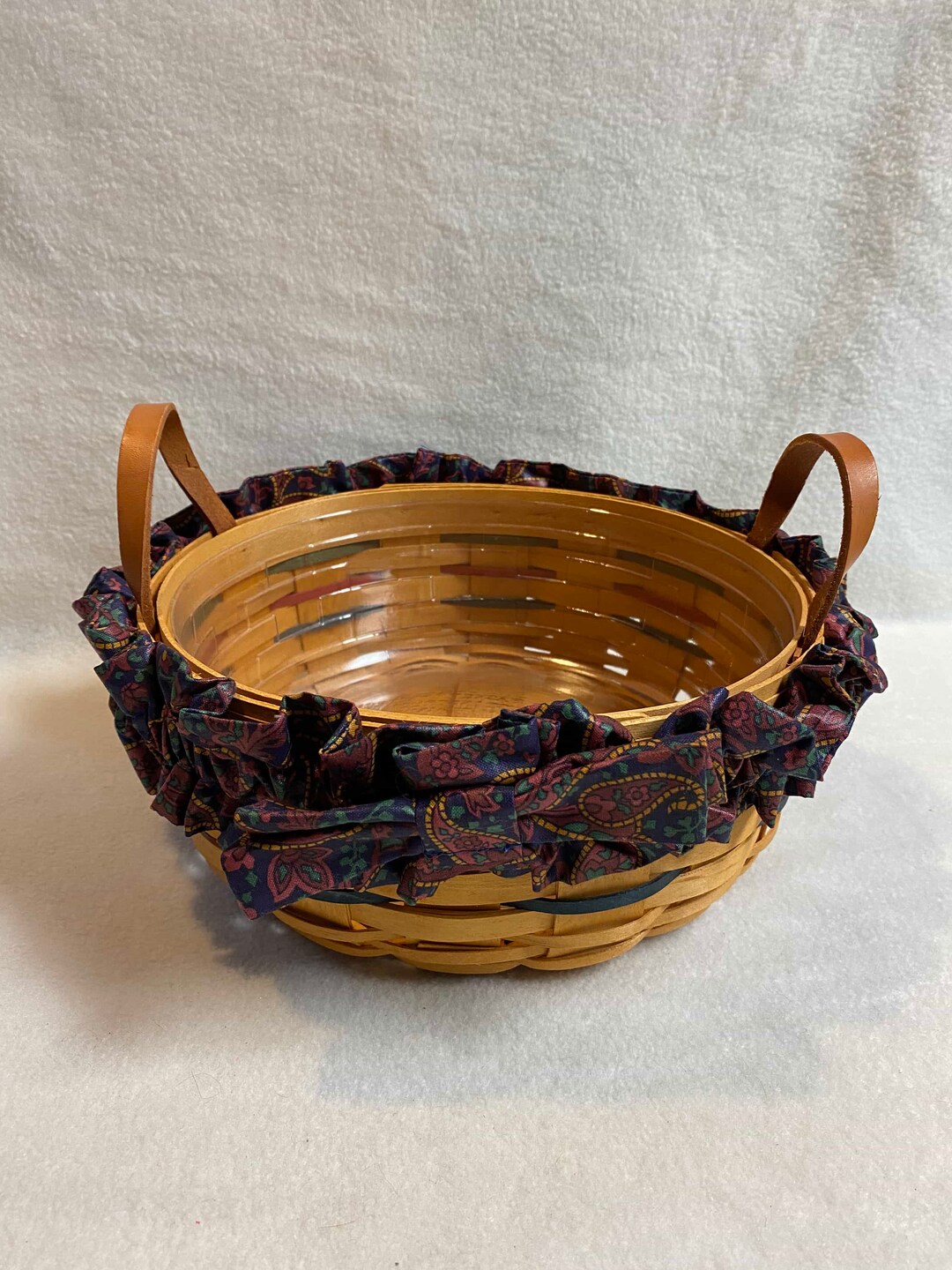 Longaberger 2001 Medium Round Darning Basket With Leather Handles B287 ...