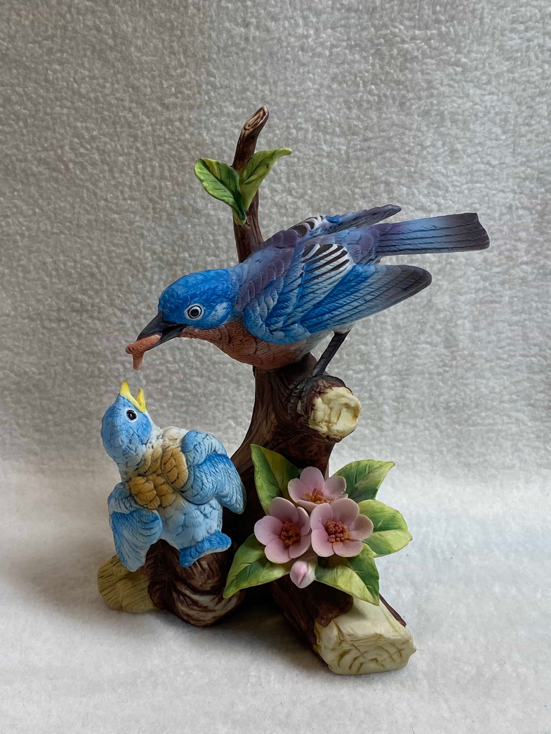Vintage Lefton Porcelain Blue Bird With Baby Figurine BCD724 - Etsy