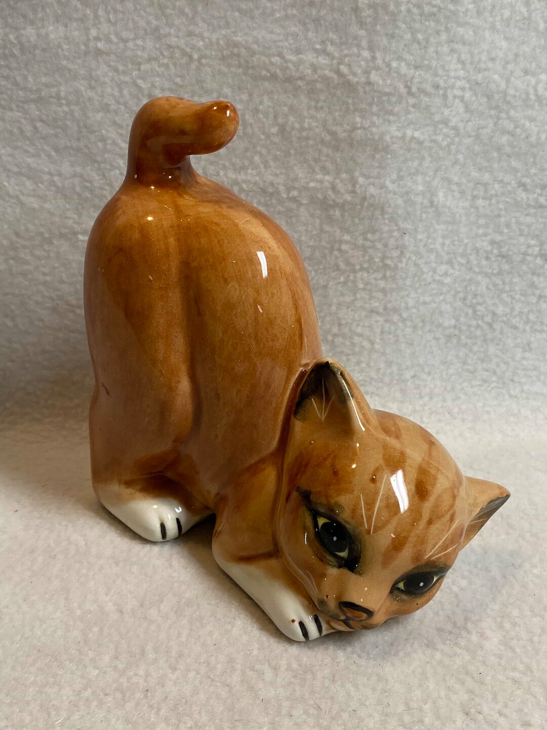 Vintage Mann Orange Tabby Cat Figurine 1/2 of a Bookend Set BCD609 - Etsy