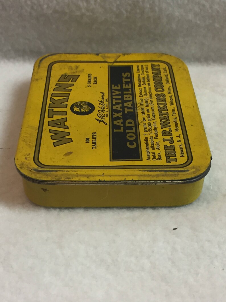 Vintage J.R. Watkins Laxative Cold Tablets Tin for Display - Etsy