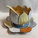 Vintage Japan Iridescent Hand-painted Lotus Bowl With Saucer and Spoon ...