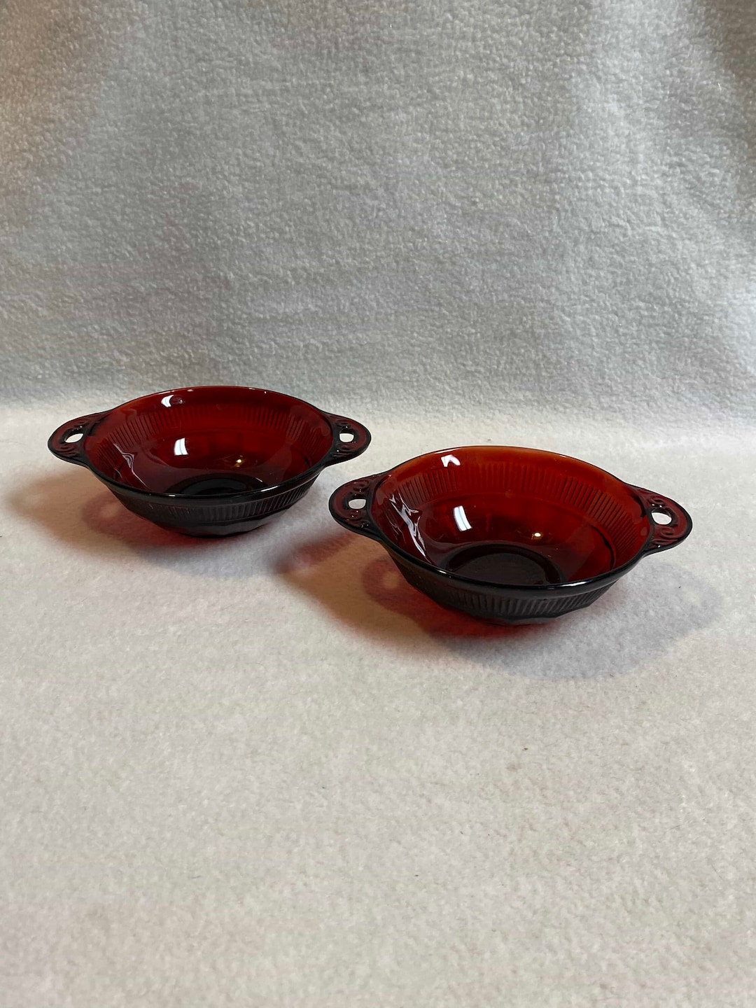 Vintage Ruby Red Glass Bowls With Handles (#DCG928) - Etsy