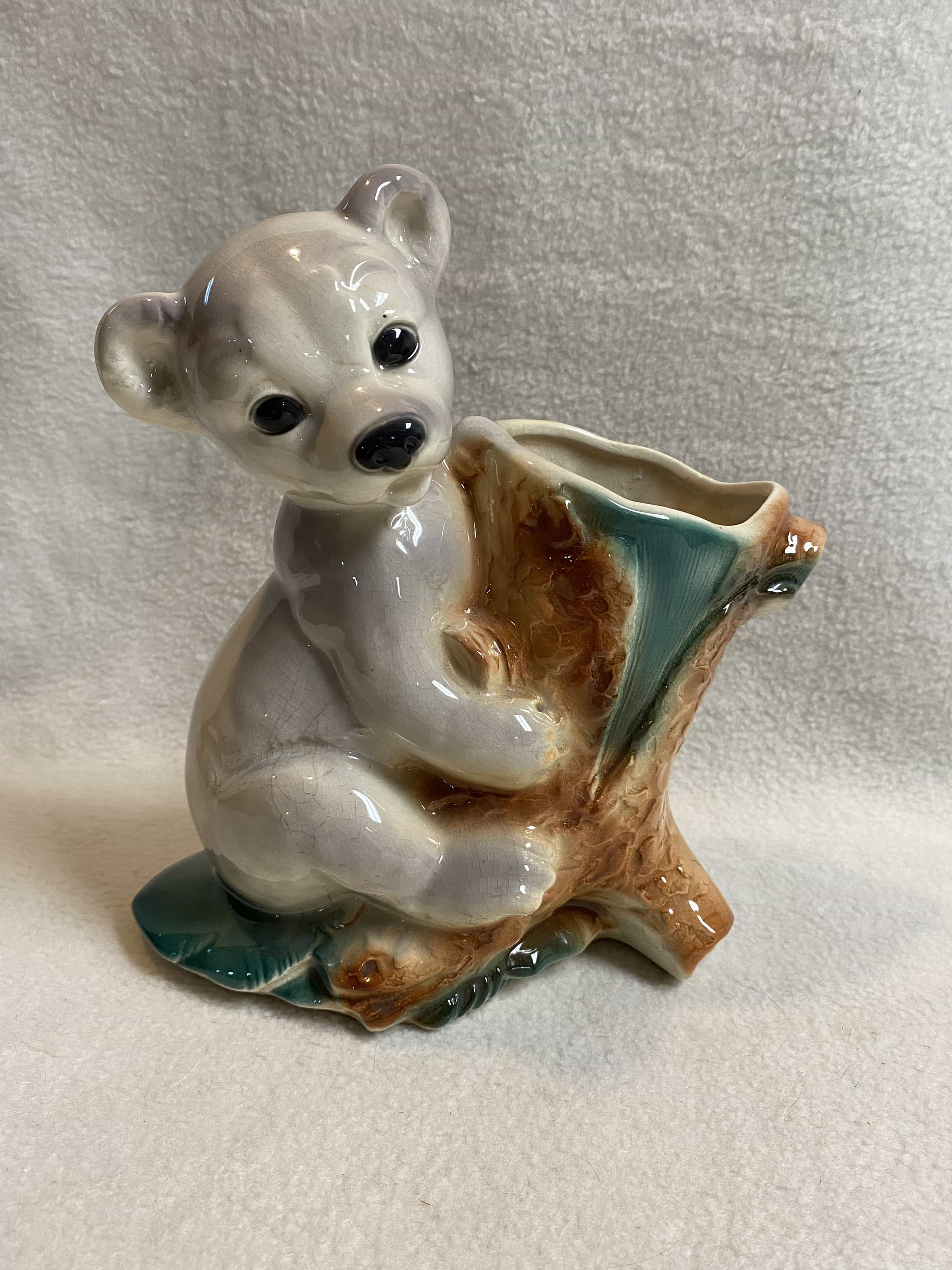 Vintage Royal Copley Bear Cub on Tree Trunk Garden Planter (#PLA327) - Etsy