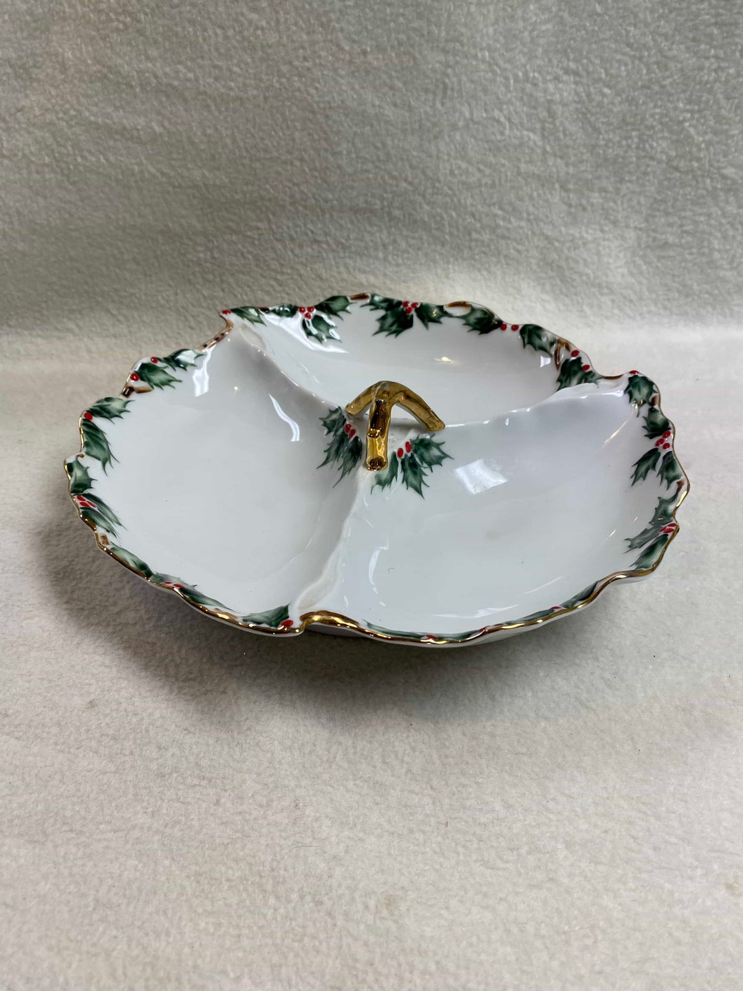 Vintage Lefton Three Sectioned Holly Tray/dish (#DCG1024) - Etsy
