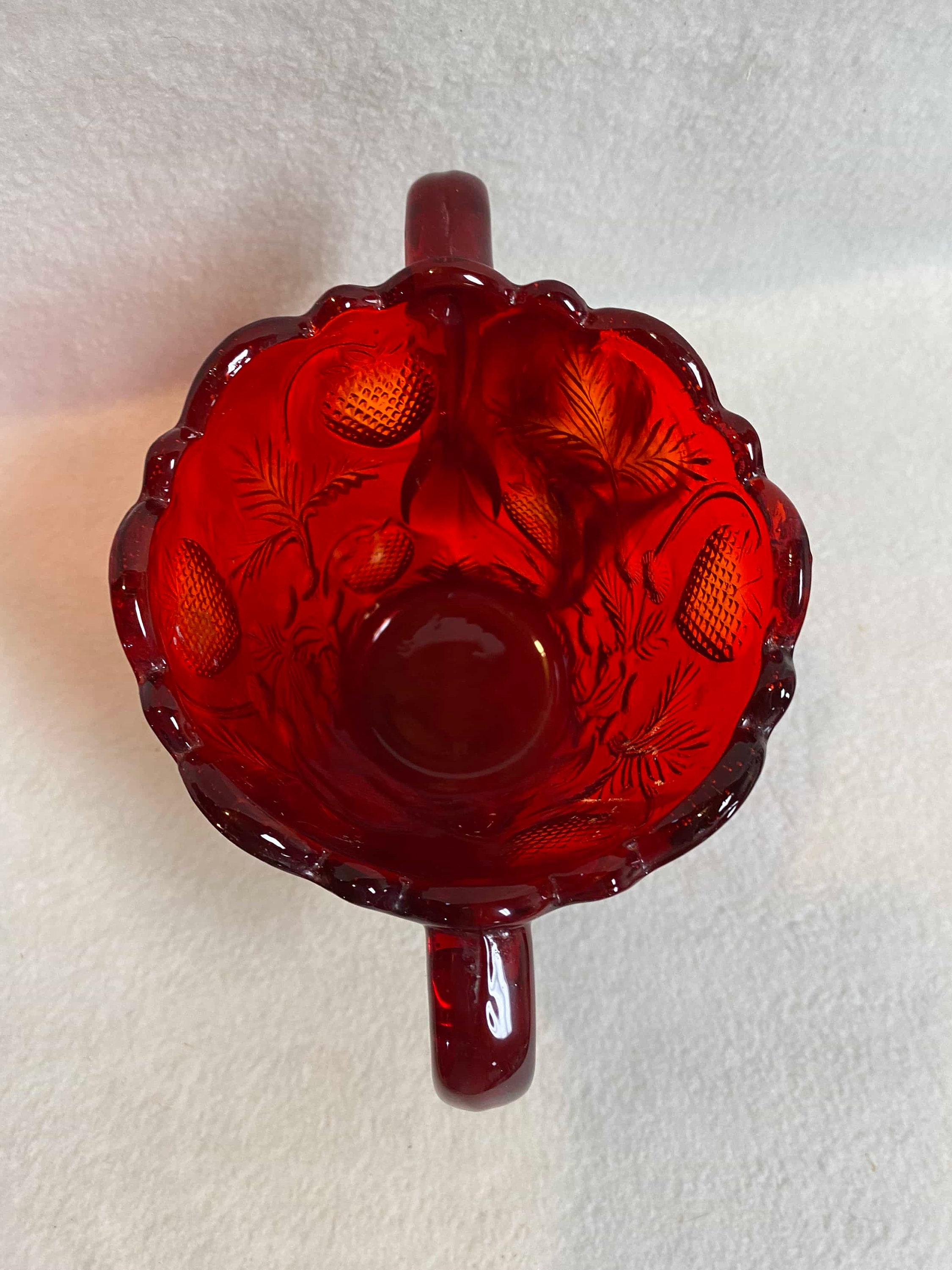 Vintage Ruby Red Pressed Glass Double Handled Strawberry - Etsy