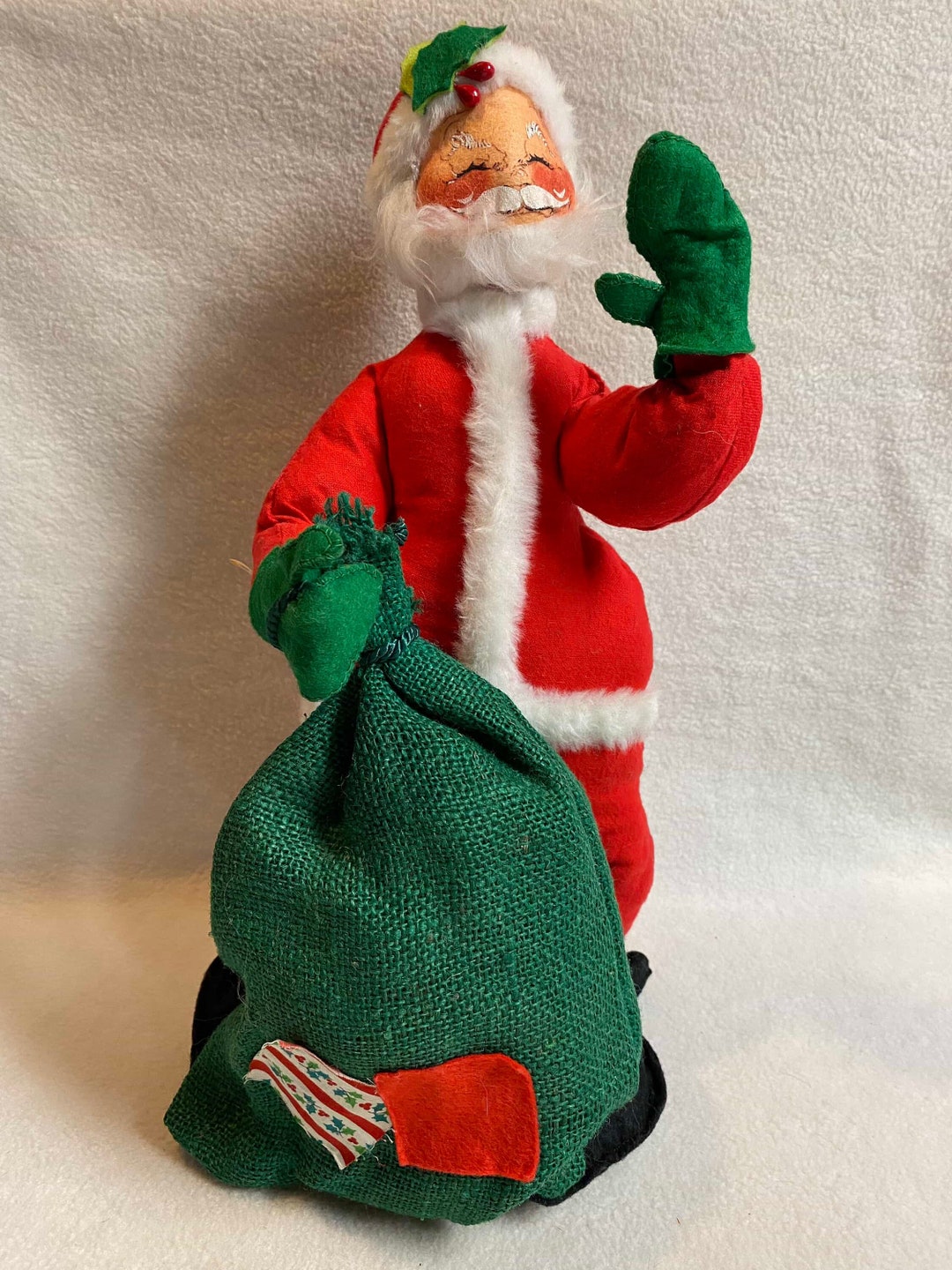Annalee Dolls - Large Santa Claus With Green Burlap Bag - 1963 (#AL203 ...