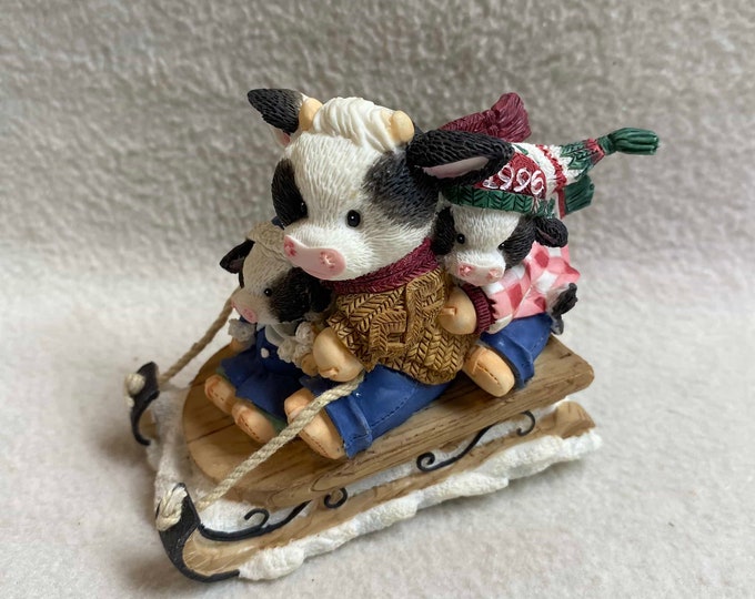 Mary's Moo Moos Figurine - Cows on Sled - 'wheee Are Mooovin!' - in ...