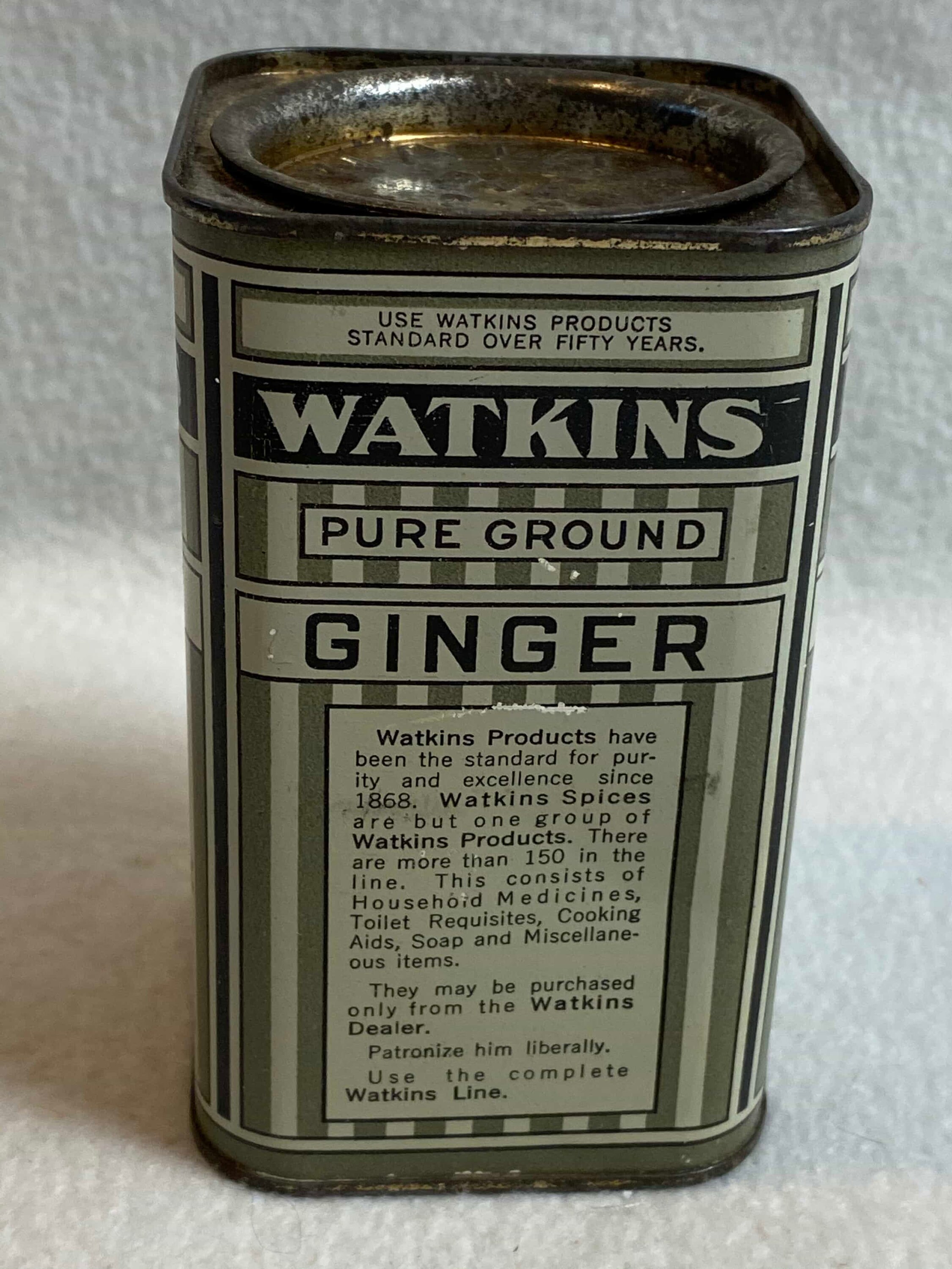 Vintage J.R. Watkins 8 Oz Ginger Striped Tin for Display | Etsy