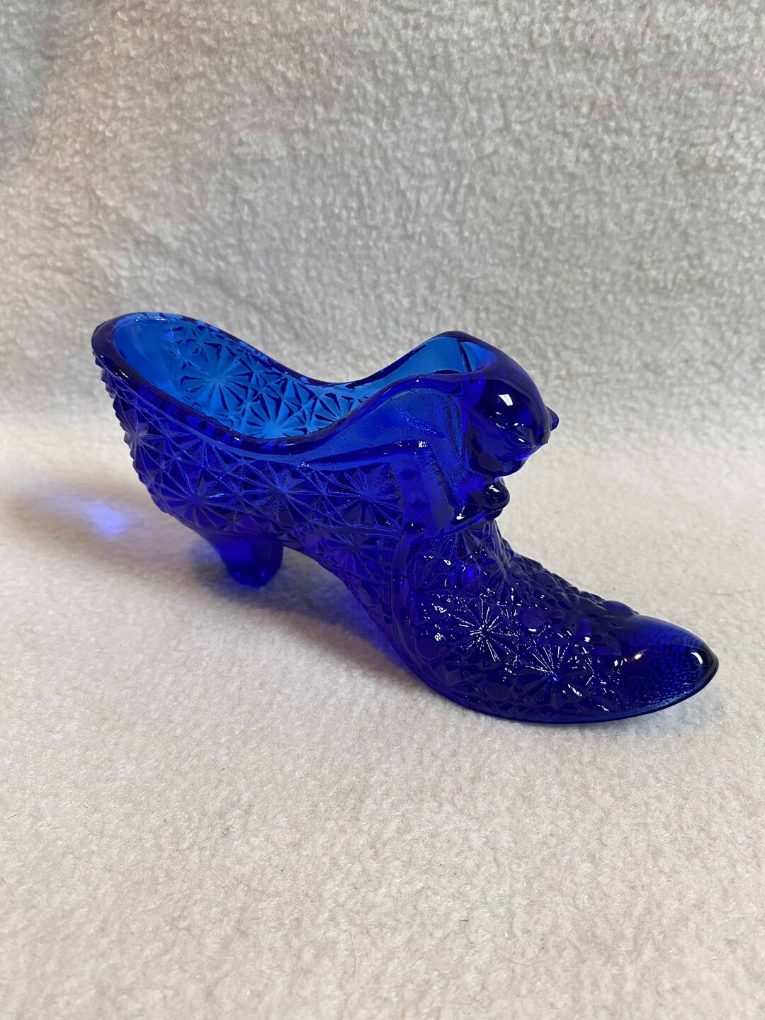 Fenton Cobalt Blue Glass Daisy and Button Cat Shoe/slipper (#FIG928) - Etsy