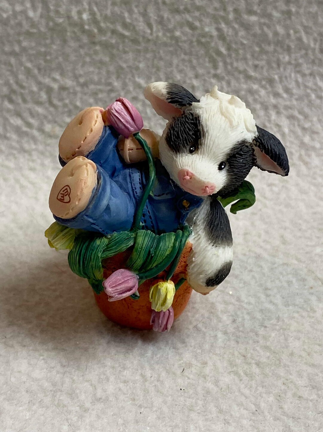 Mary's Moo Moos Figurine - Small Cow in Pot of Tulips - 'falling for ...