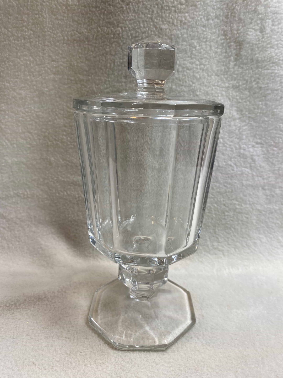 Vintage Clear Tall Octagon Shaped Lidded Glass Candy Dish DCG1021 - Etsy