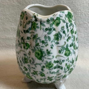Vintage Egg Shaped Three-footed Vase With Green Roses VTT110 - Etsy