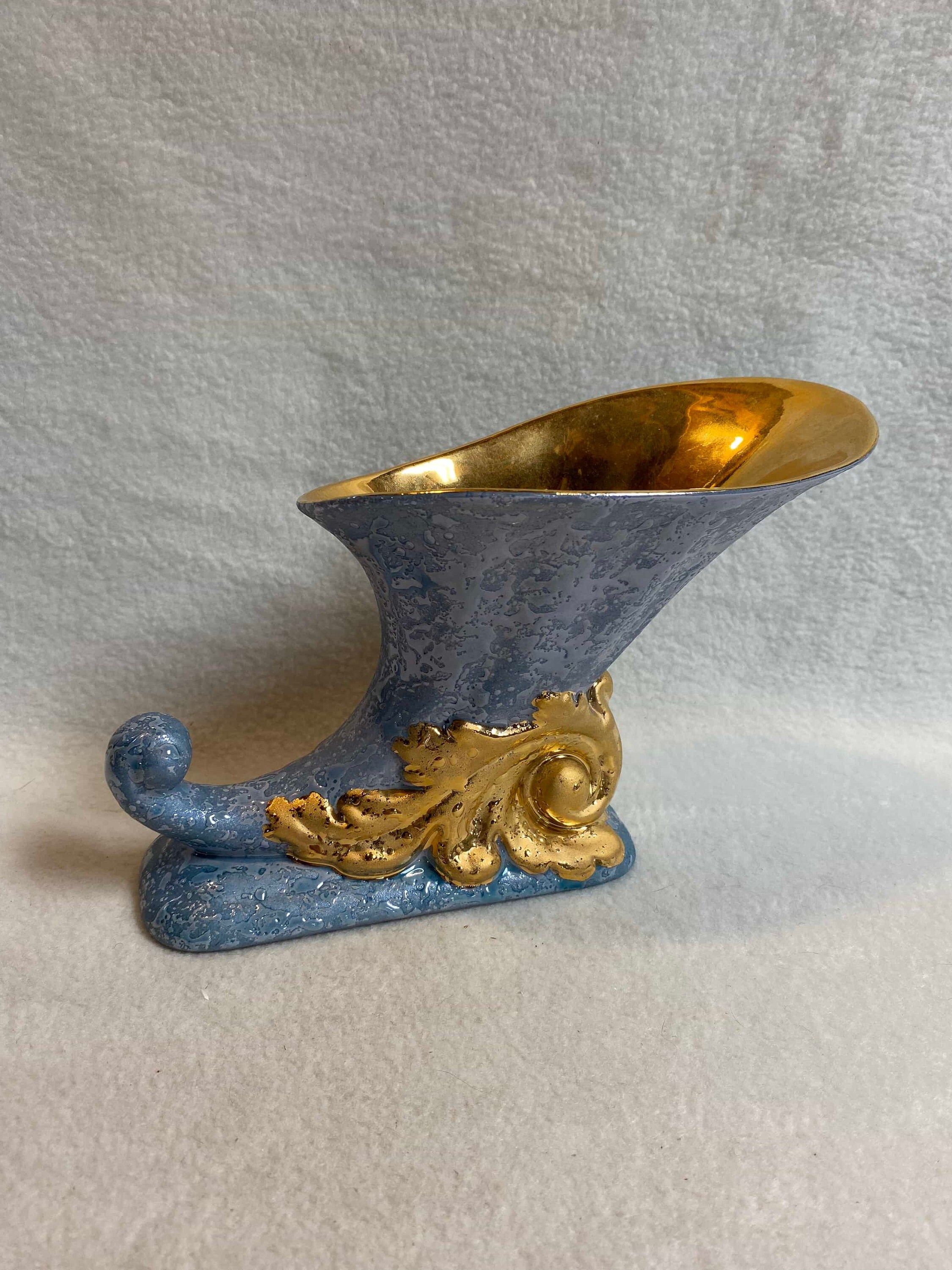 Queen Pottery Weeping Bright Cornucopia Gold and Blue - Etsy