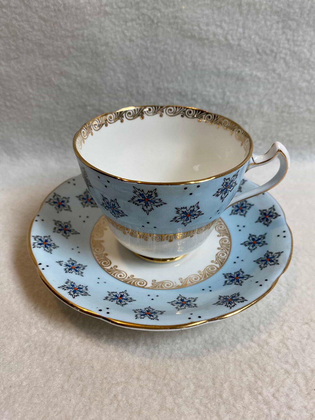 Balfour Blue/white/gold Teacup and Saucer (#DCG763) - Etsy