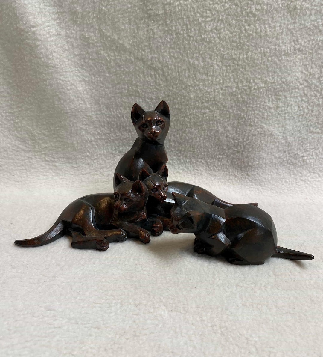 Vintage Enesco Wooden Cat Figurines - Set of 2 (#BCD799) - Etsy