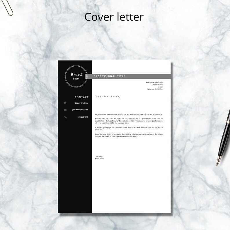 Bold Modern Simple Resume Template 1 2 Page Resumes & Cover | Etsy