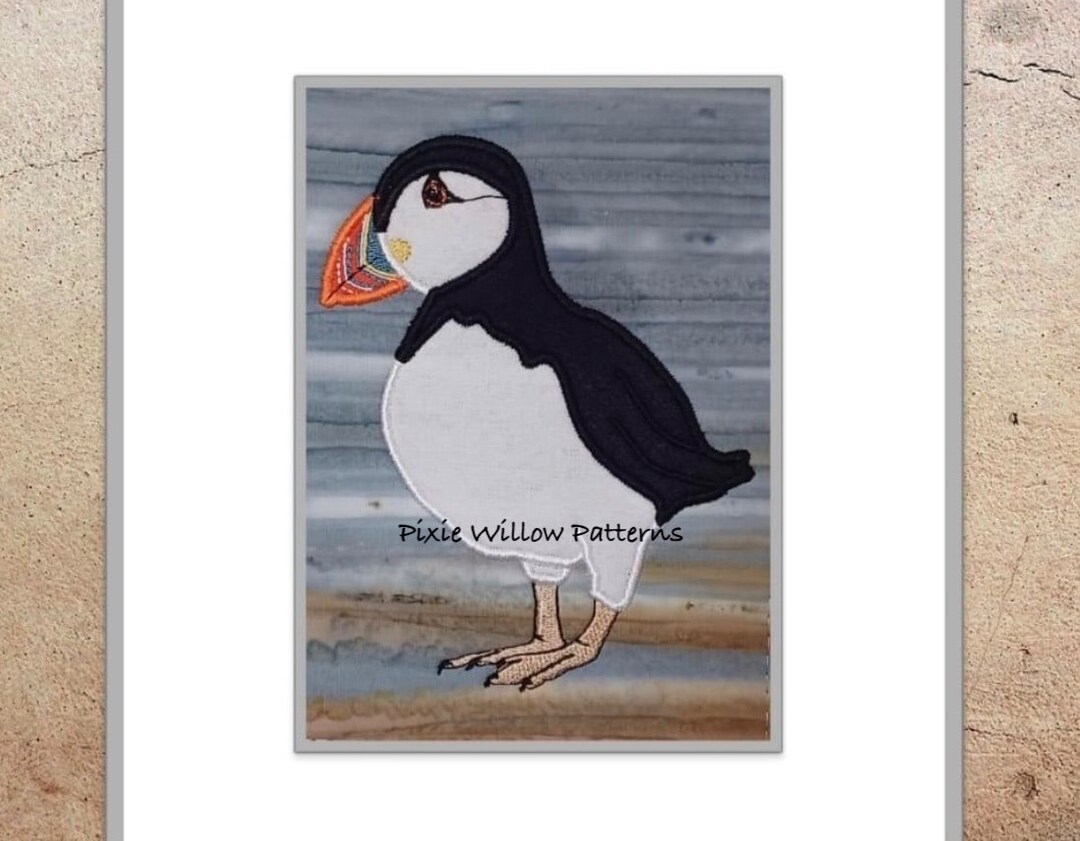Puffin Applique, Machine Embroidery Design: Satin Stitch (5x7, 6x10 ...