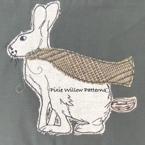 ITH Raw Edge Applique Hare Machine Embroidery Designs 5x7, 8x8 & 9x12 ...