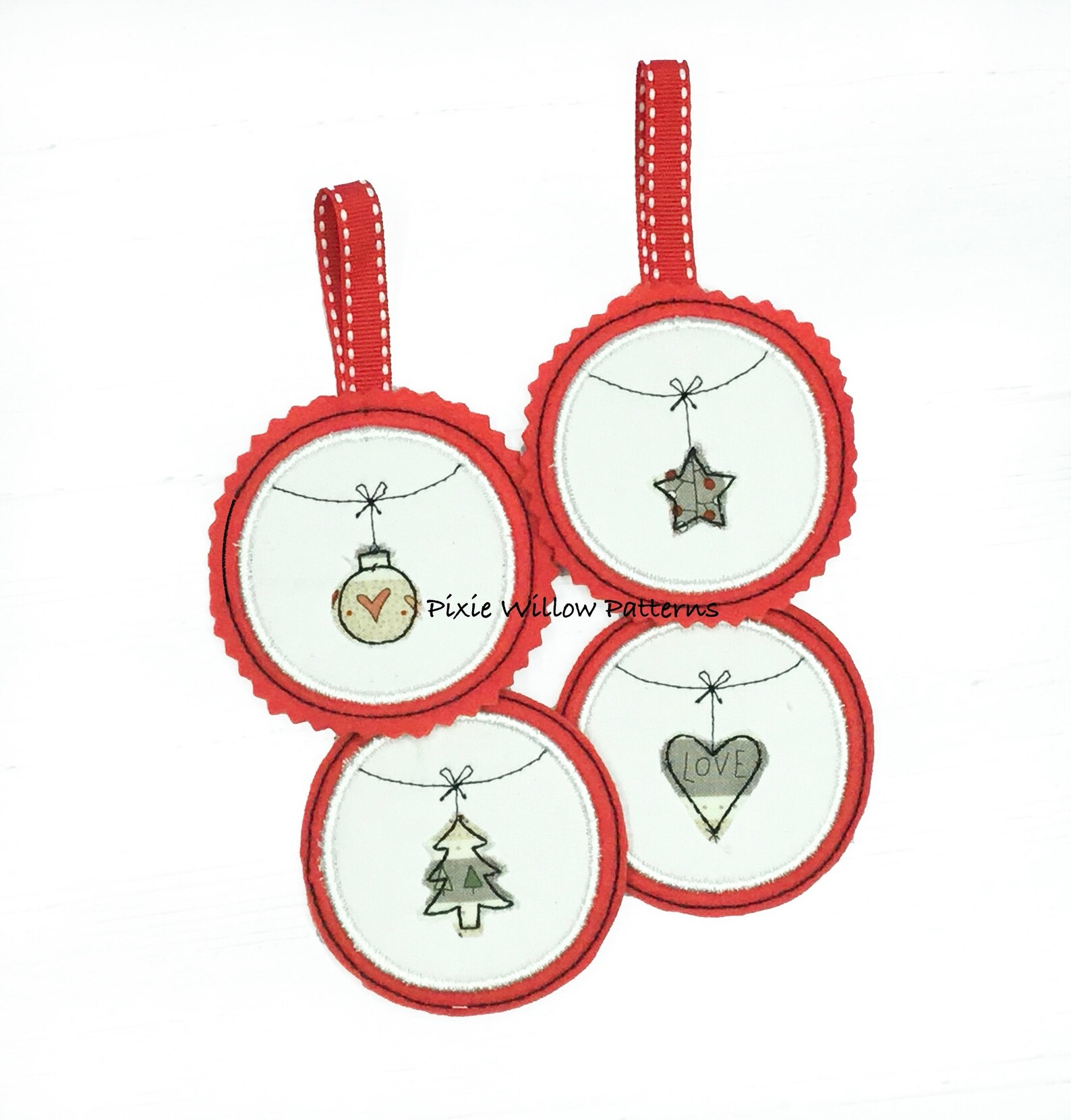 Christmas Gift Tag Machine Embroidery Designs, Raw Edge Applique (5x7 ...