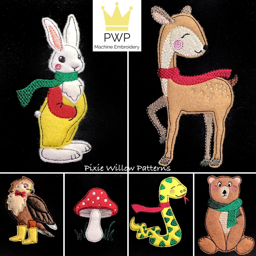 Woodland Animal Appliques: 20 X Machine Embroidery Designs for 5x7 ...
