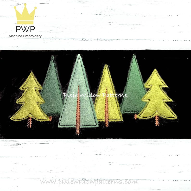 4x Woodland Trees Applique Design. Machine Embroidery Applique Patterns ...