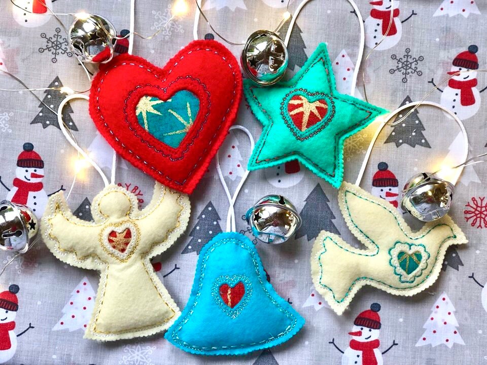 Set of 5 x ITH Christmas Reverse Appliqué Decorations 4x4 | Etsy