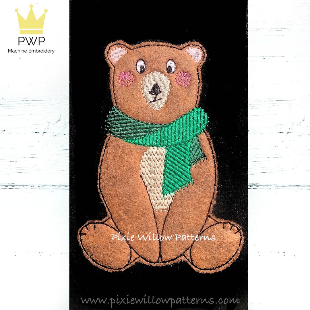 Bear Applique Design. Machine Embroidery Bear Applique Pattern for 5x7 ...