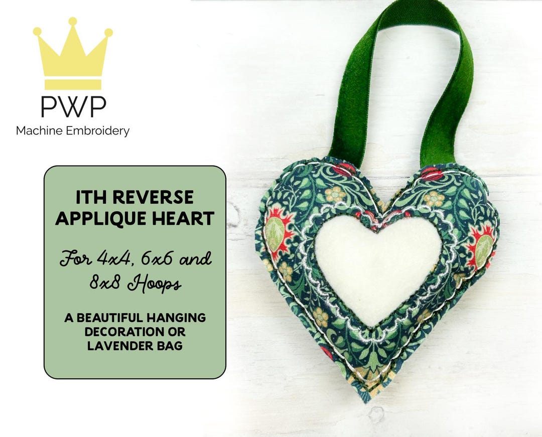 ITH Reverse Applique Heart Machine Embroidery Design. to Fit 4x4, 6x6 ...