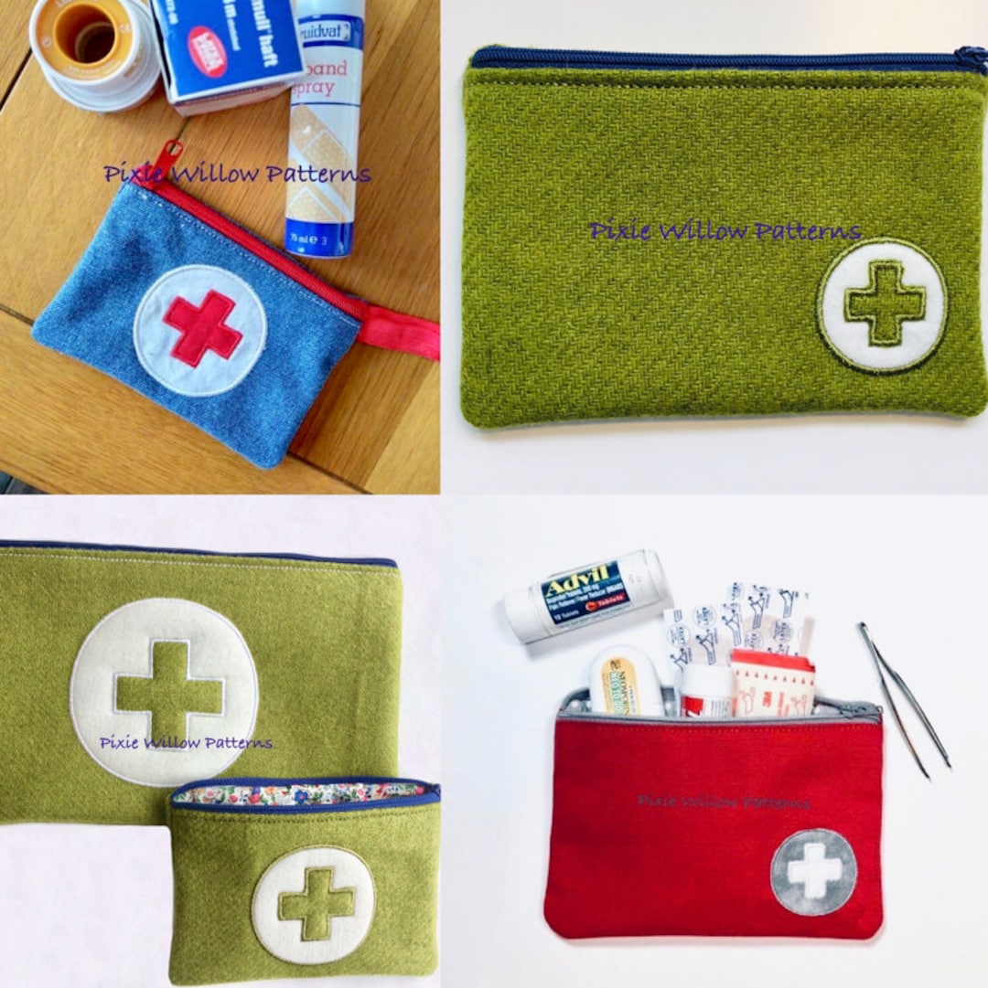 In the Hoop First Aid Zipper Bag Pattern. Set of 2 Fully Lined ITH ...