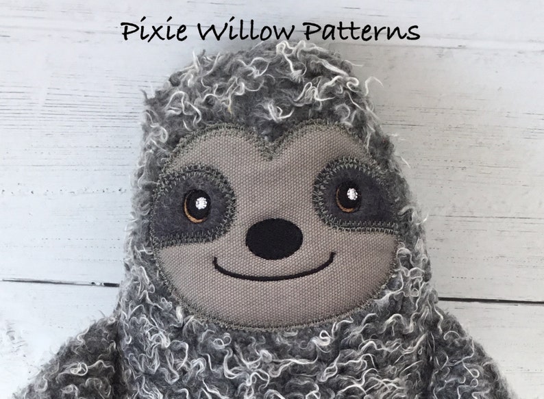 ITH Sloth. in the Hoop Sloth Stuffie Pattern for 5x7, 6x10, 7x12 and ...