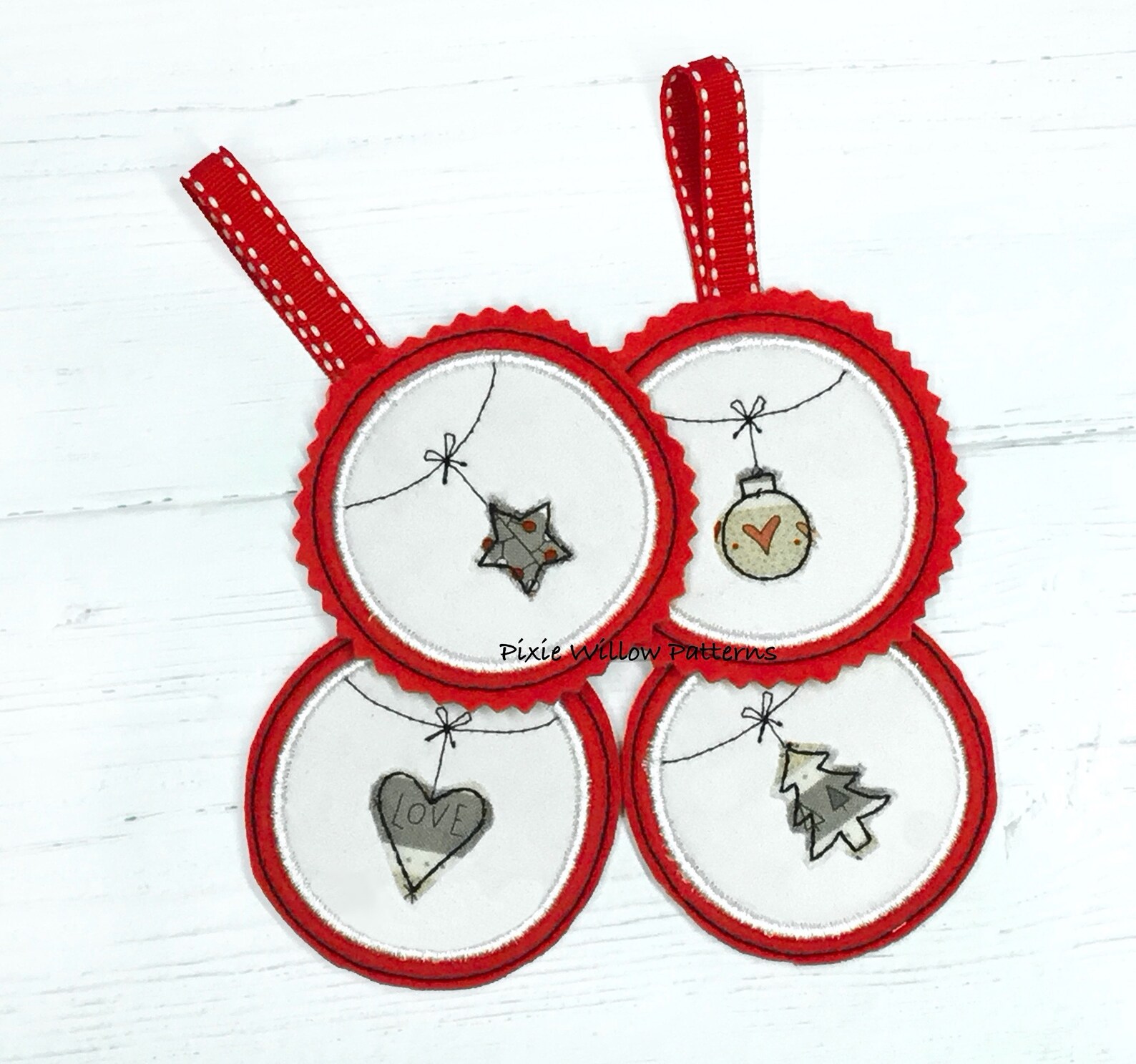Christmas Gift Tag Machine Embroidery Designs, Raw Edge Applique (5x7 ...