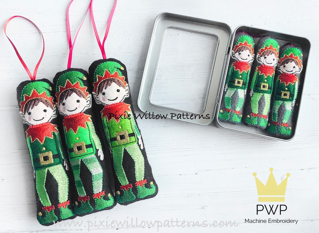 ITH Elf Christmas Tree Decoration: Machine Embroidery Design for 5x7 ...