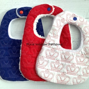 ITH Bib Pattern With Crown Quilting. in the Hoop Bib Design for 6x10, 7 ...