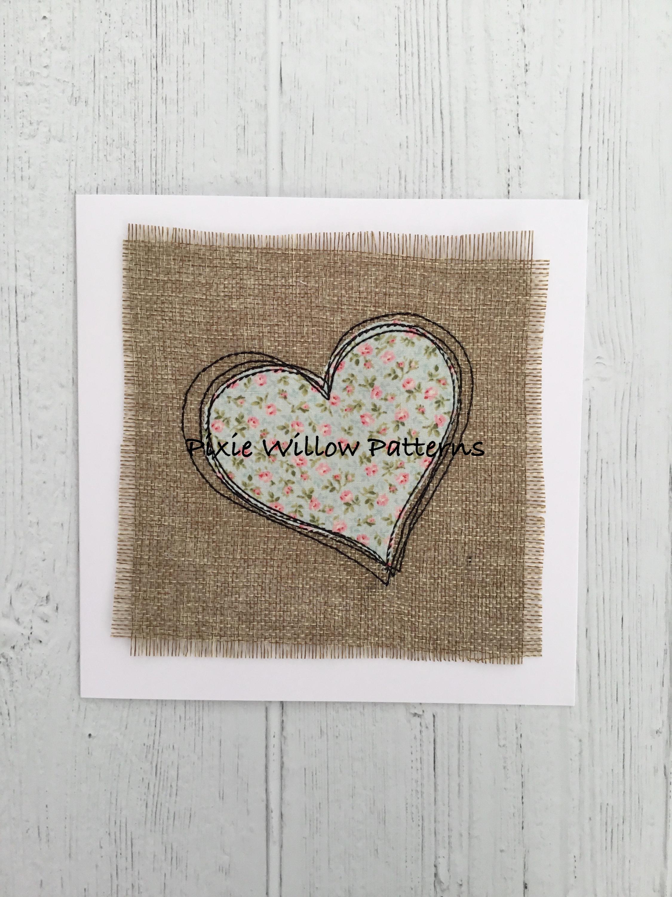 Heart Applique Raw Edge Applique Pattern. Machine Embroidery Design for ...