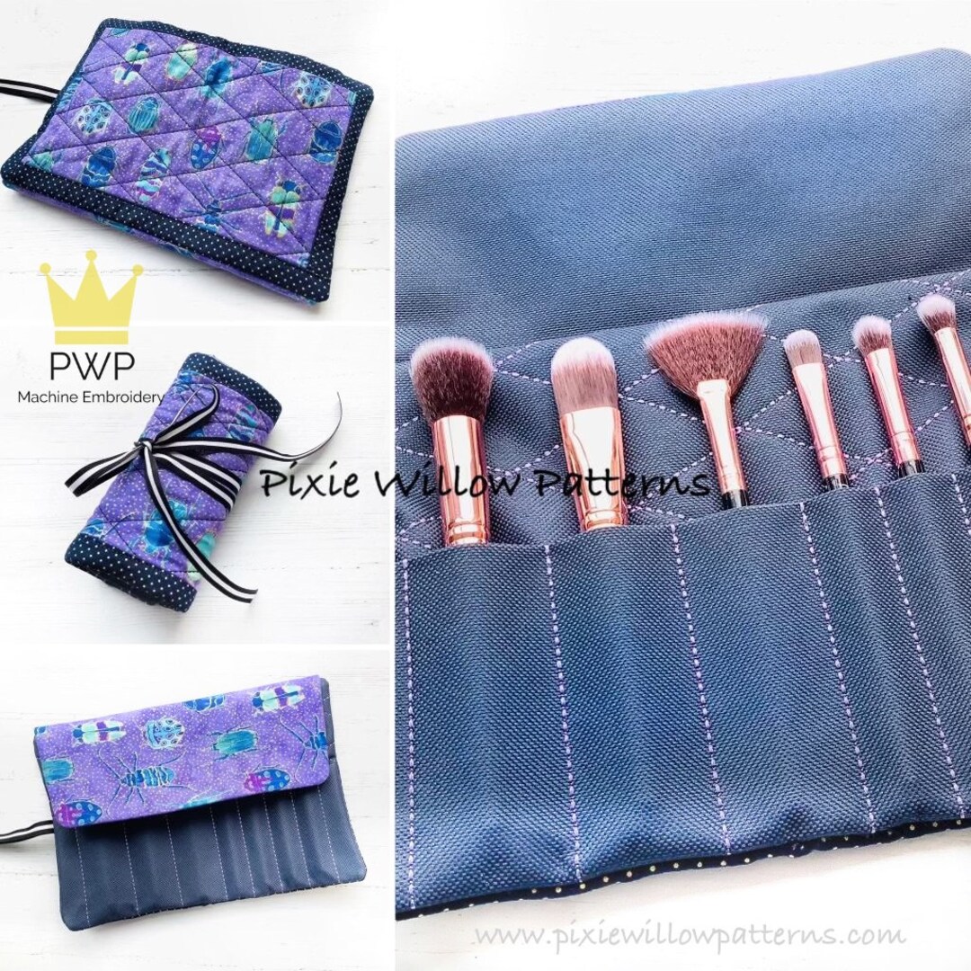 ITH Makeup Brush Roll Pattern: Machine Embroidery Design for 7.9x11 ...