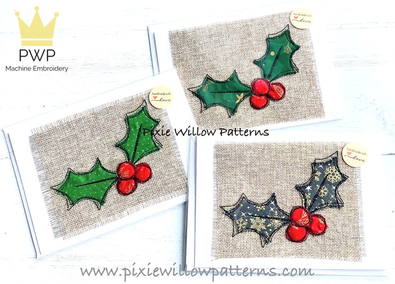 Holly Applique Pattern: Machine Embroidery Design for 5x7 Hoops - Etsy